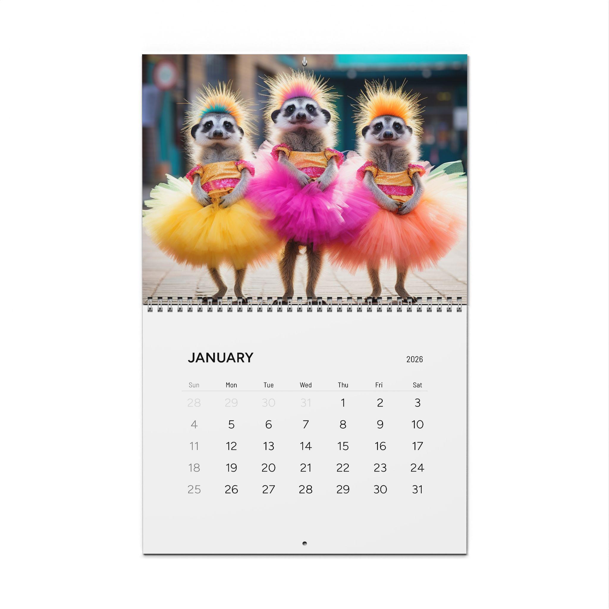 Meerkat Calendar 2026 - Cute and Funny Images, Wall Calendars, Animal ...