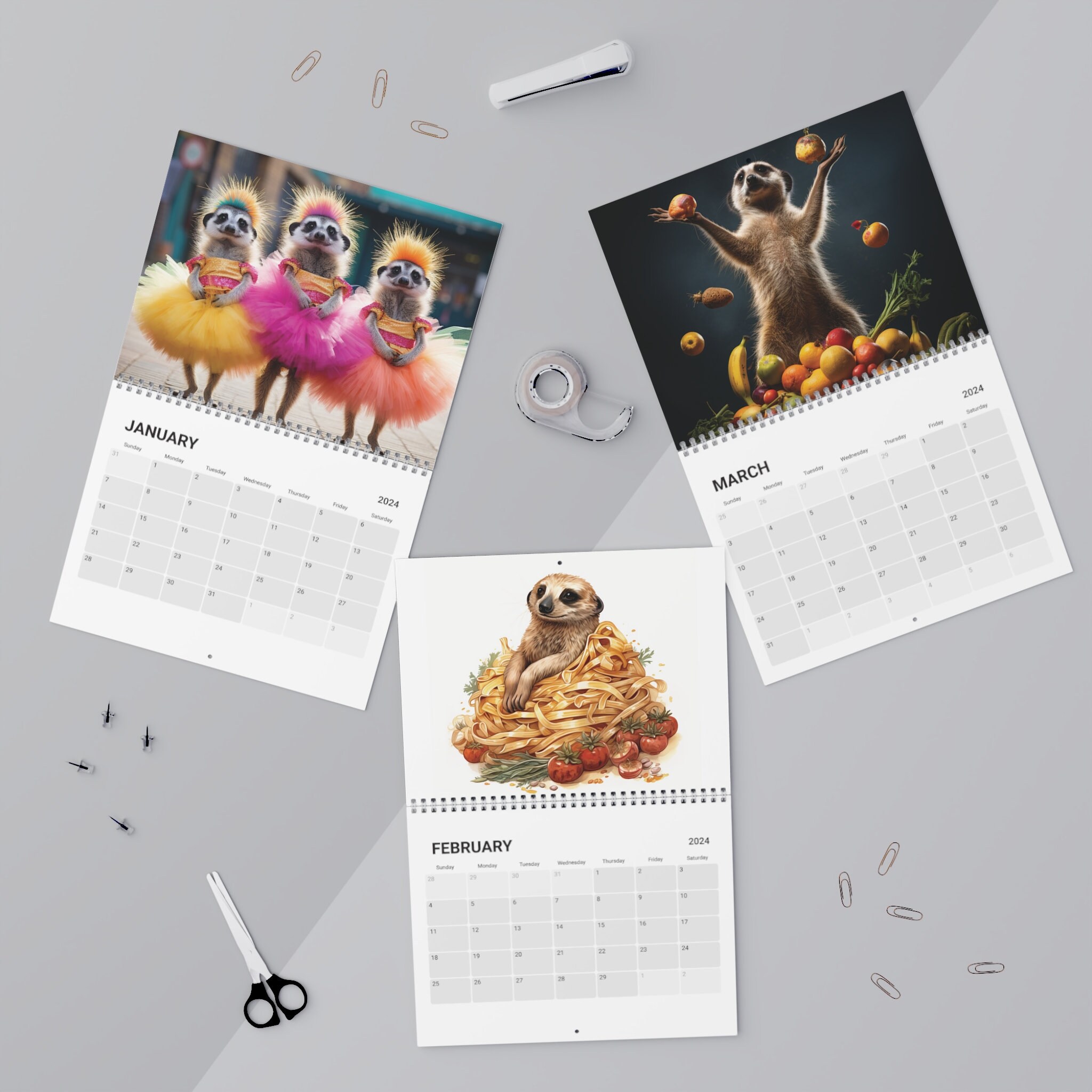 Chuckle-worthy Gift: 2024 Meerkat Calendar With Unique, Comical Artwork ...