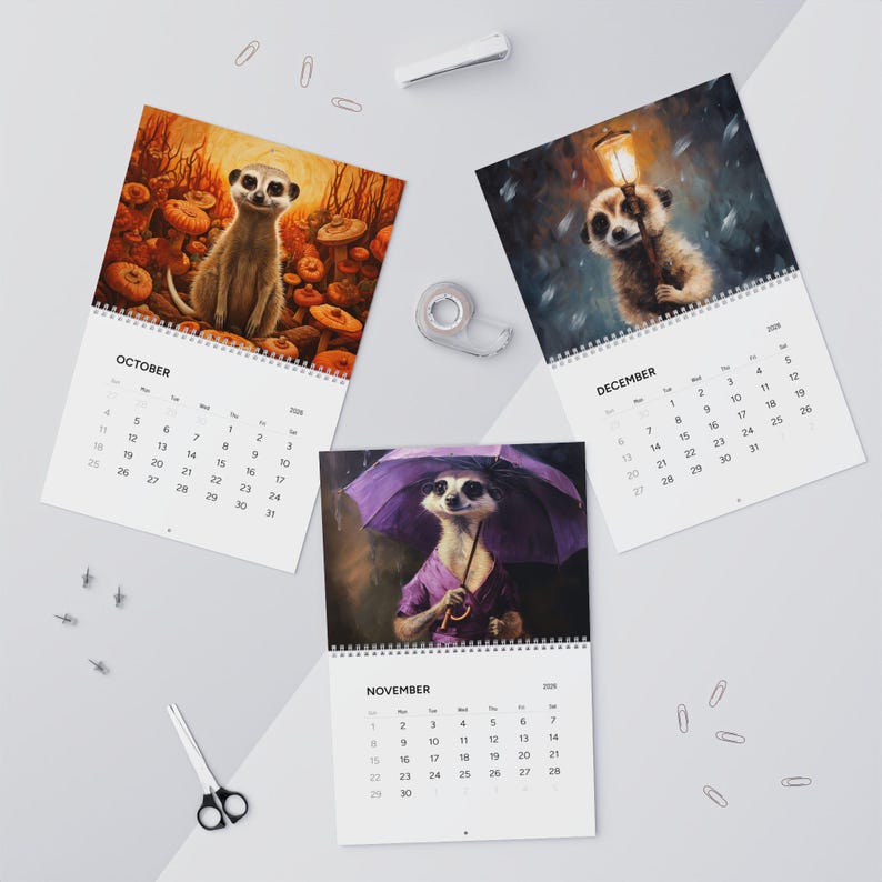Meerkat Calendar 2026 - Wall Calendars, Cute and Funny Images, Animal ...