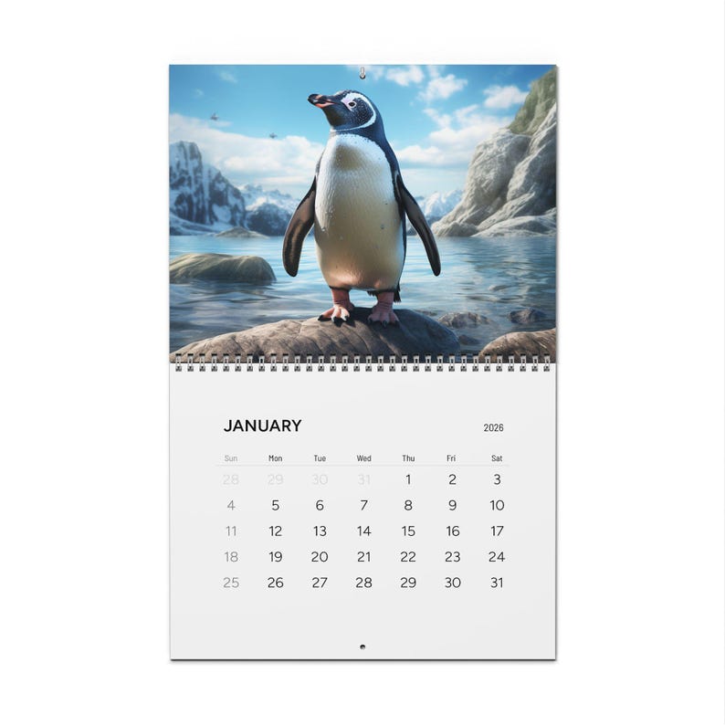 Penguin Wall Calendar 2026 With Cute and Unique Images, Animal Calendar ...