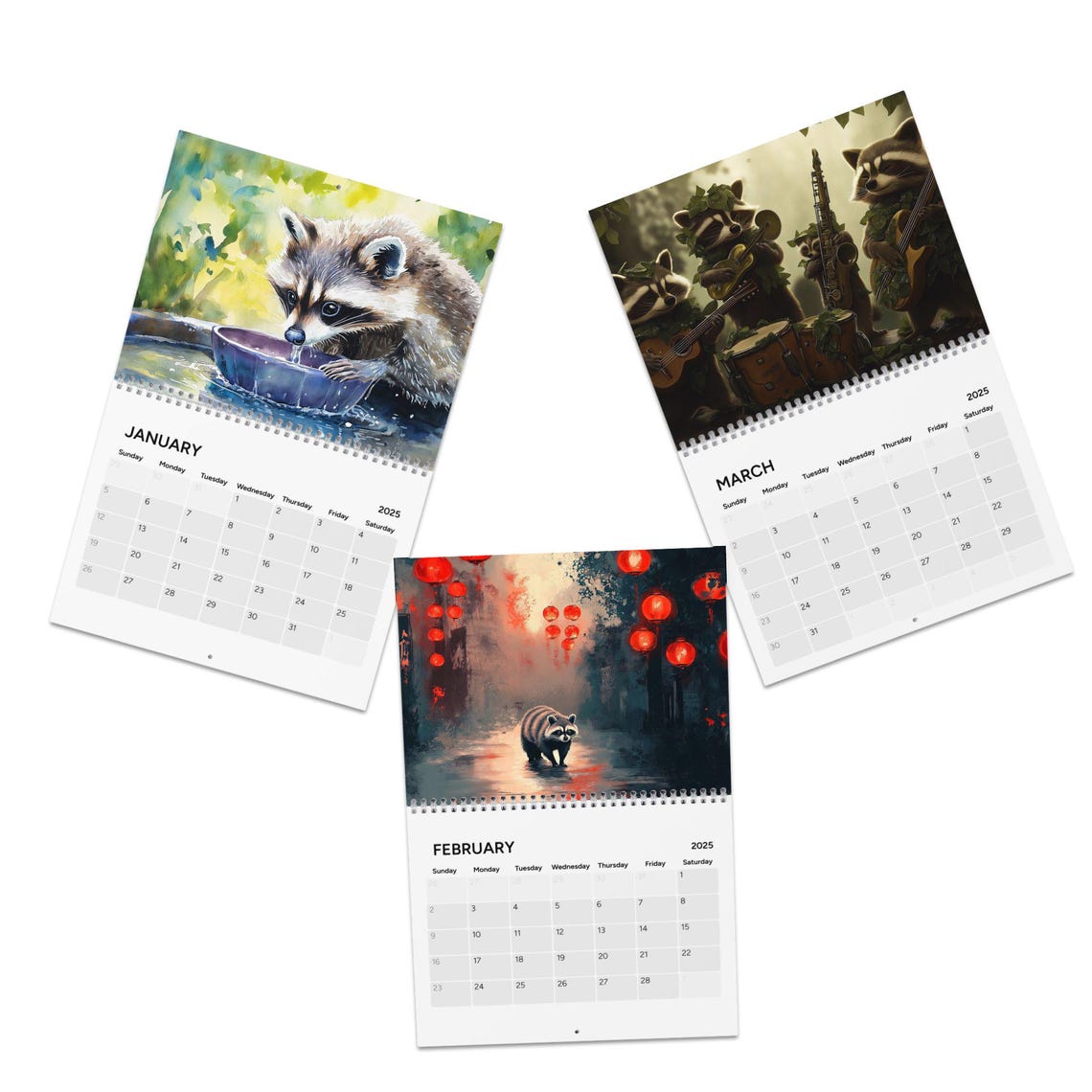 Raccoon Calendar (2025) - Wall Calendars, Planner,animal Lover Gift ...