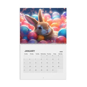 Rabbit Calendar 2025 - Cute Funny Bunny Wall Calendars for Home Office ...