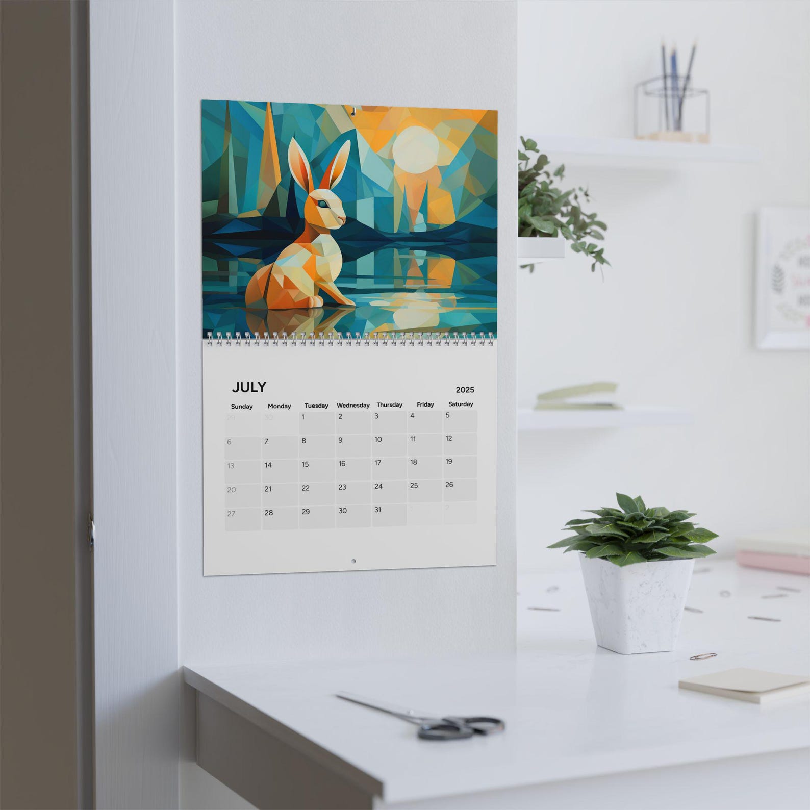 Rabbit Calendar 2025 - Cute Funny Bunny Wall Calendars for Home Office ...