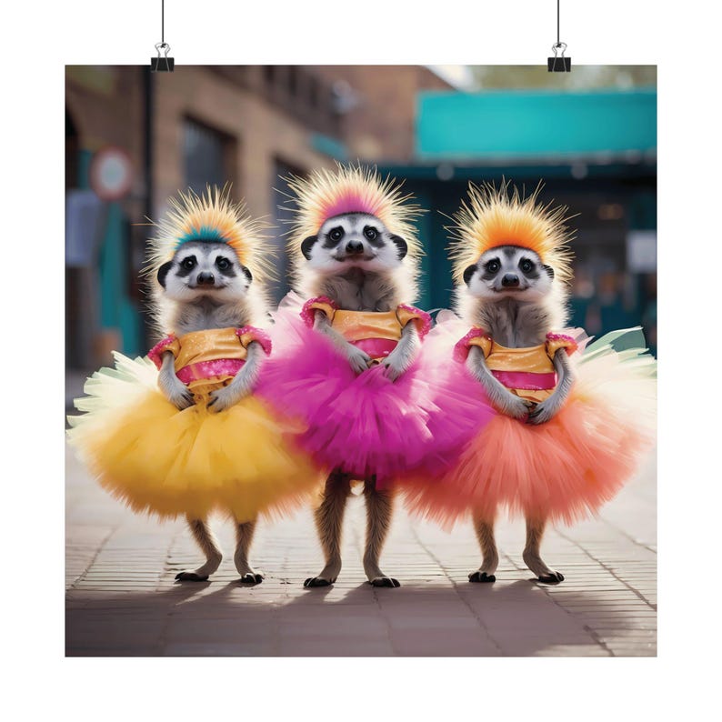 Funny Meerkat Ballet Dancers Poster, Animal Wall Art, Matte Vertical ...