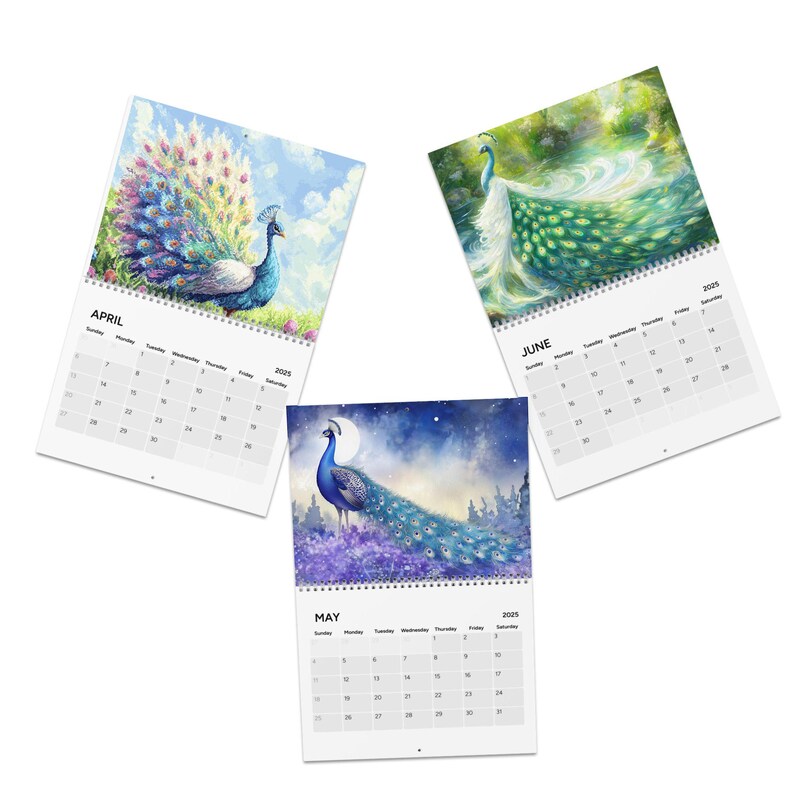 Peacock Calendar 2025 Wall Calendars, Unique Digital Designs, Animal ...