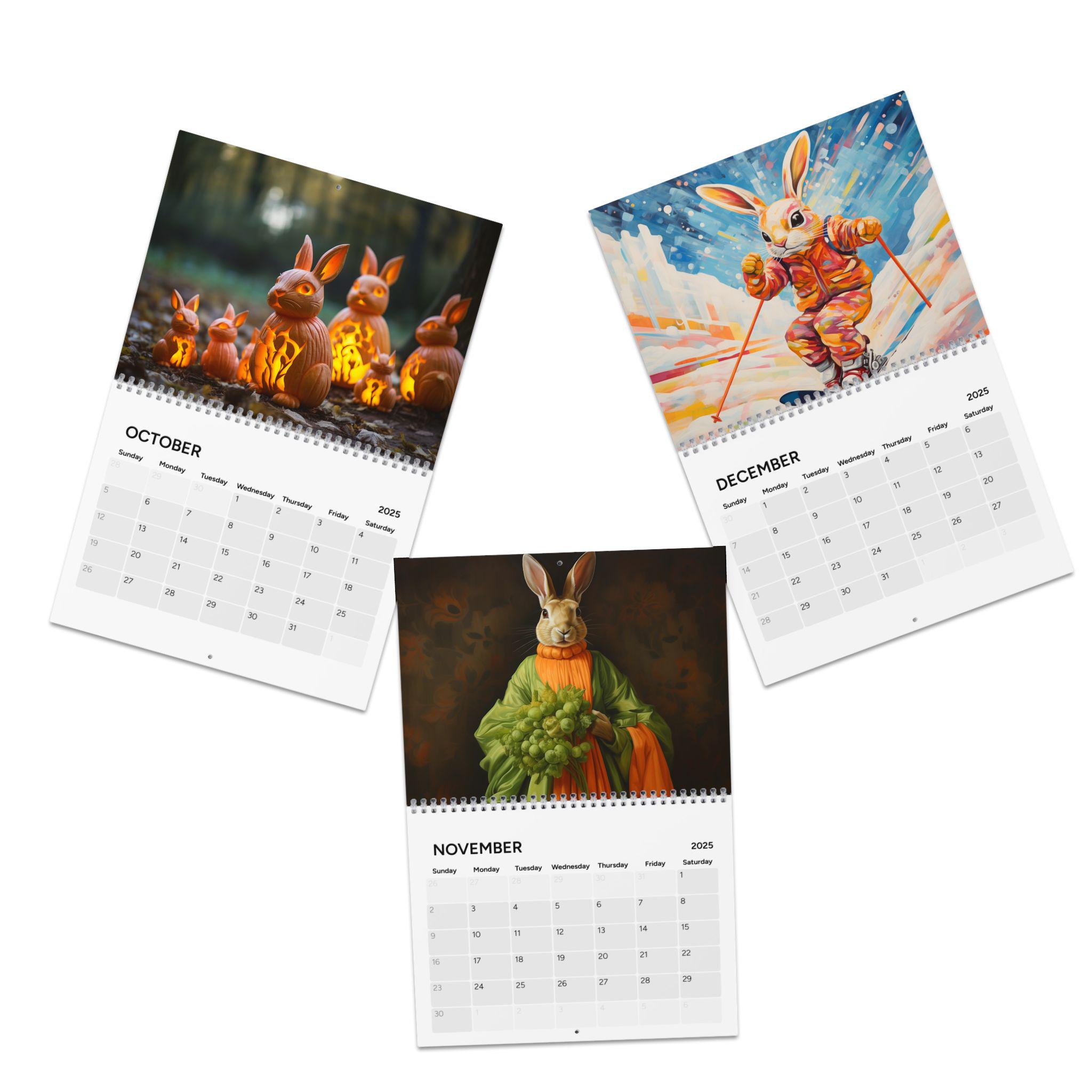 Rabbit Calendar 2025 - Cute Funny Bunny Wall Calendars for Home Office ...