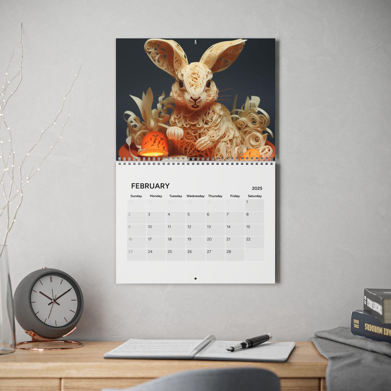 Rabbit Calendar 2025 - Cute Funny Bunny Wall Calendars for Home Office ...