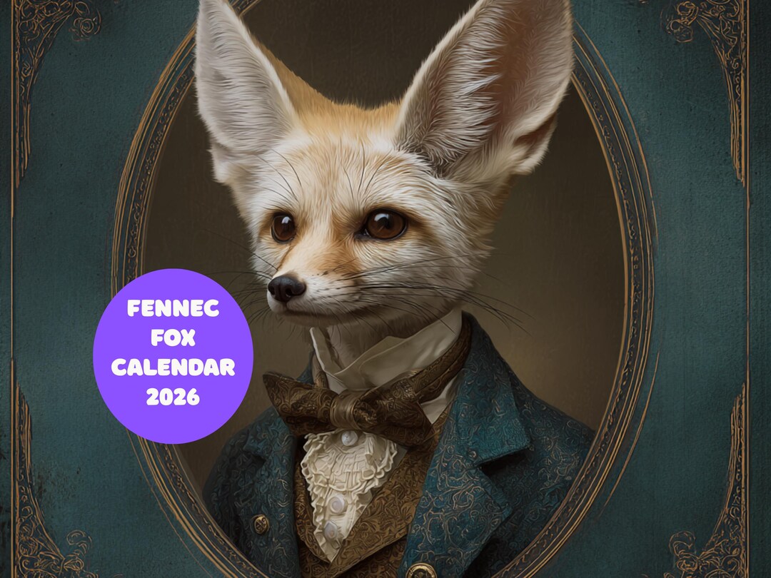 Fennec Fox Calendar 2026, Animal Portrait Art, Unique Wall Decor - Etsy