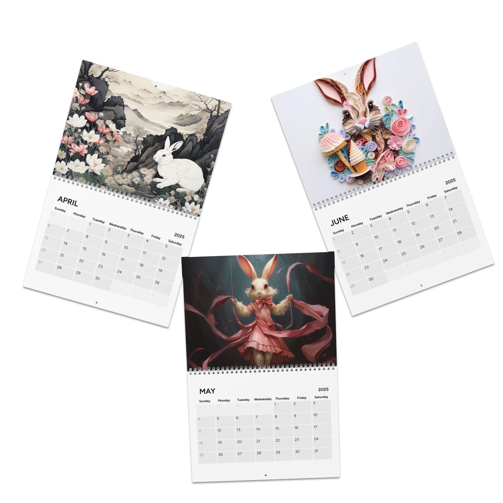 Rabbit Calendar 2025 - Cute Funny Bunny Wall Calendars for Home Office ...