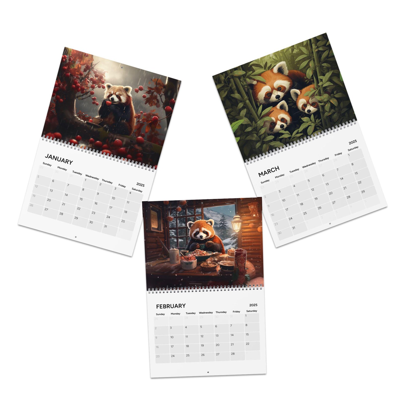Red Panda Calendar (2025) - Wall Calendars, Cute Animal Art, Funny ...