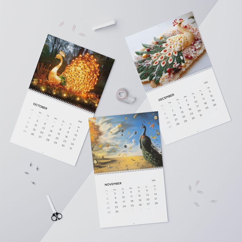 Peacock Calendar 2026 Wall Calendars, Unique Digital Designs, Animal ...
