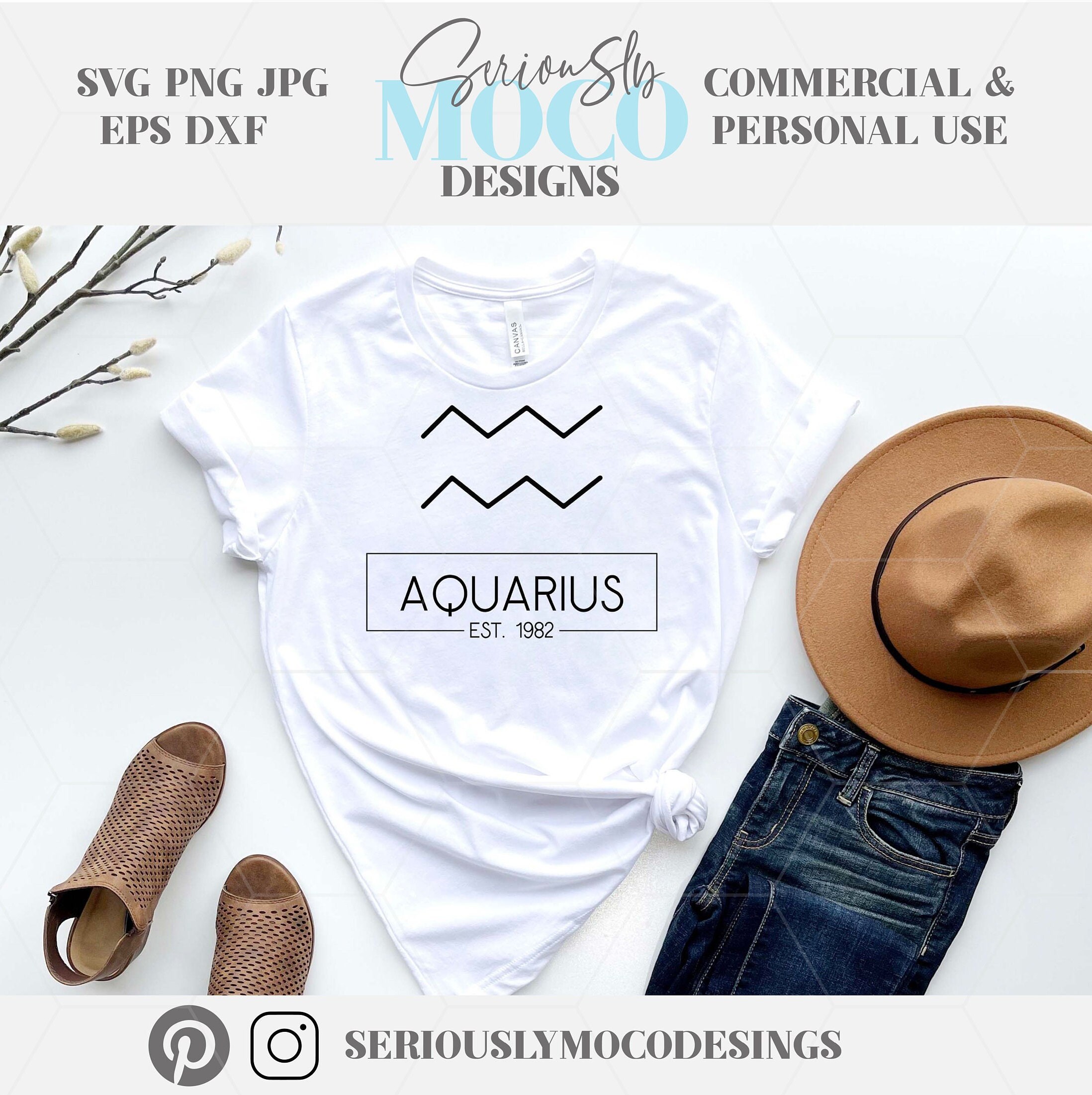 Aquarius Zodiac SVG, Star Sign SVG, Astrology Sign, Celestial ...