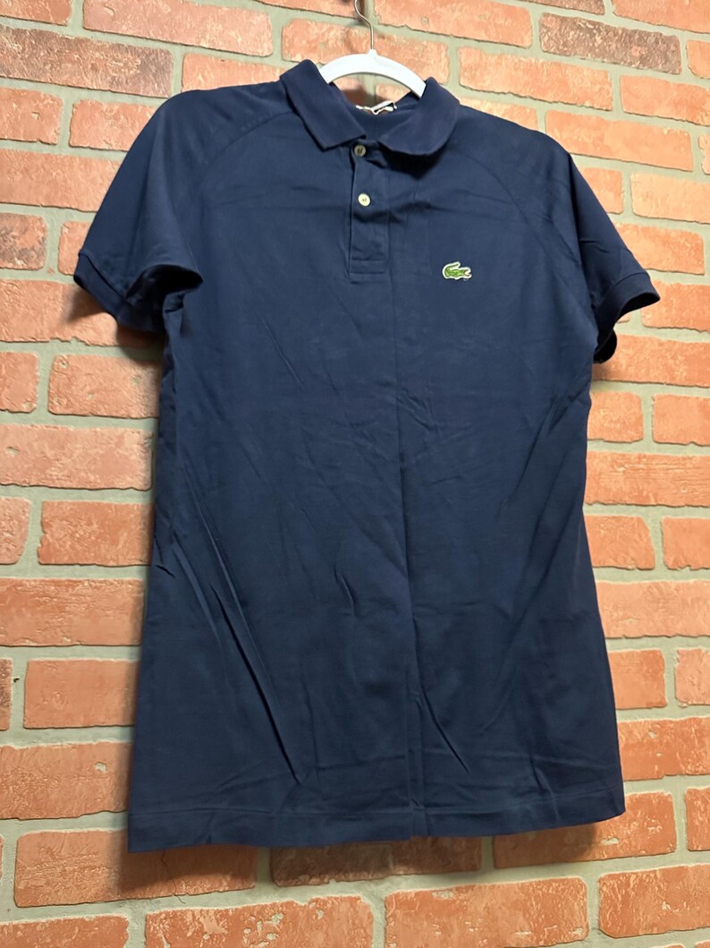1980s Vintage Izod Lacoste Blue Polo Shirt Patron 100% Cotton Made in ...