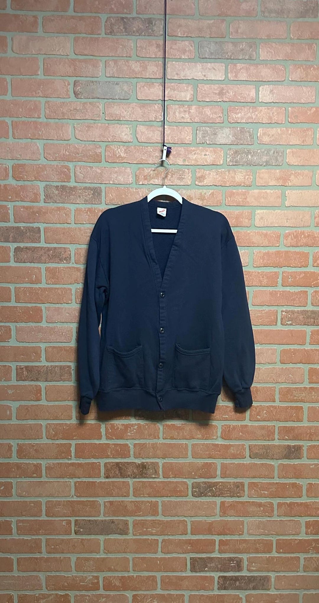 Vintage Jerzees Cardigan Navy Blue Sweater USA Made - Etsy