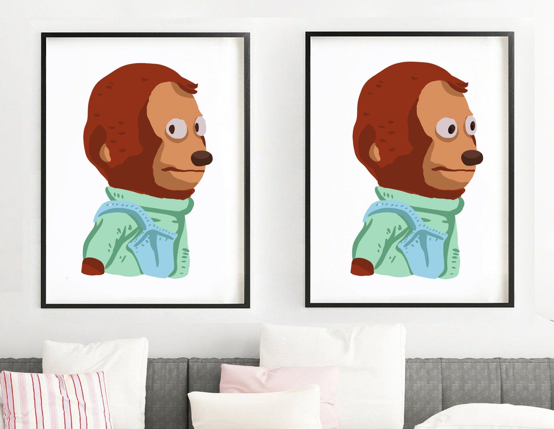 Set of 2 Awkward Monkey Meme Funny Wall Art Home Decoration Gift for ...