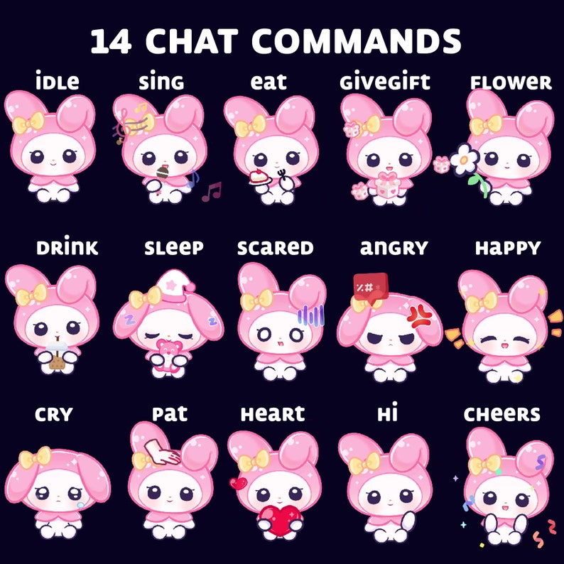 P2U Kawaii Bunny Kitty Mascota Widget Interactivo Dulce Lindo Candy ...