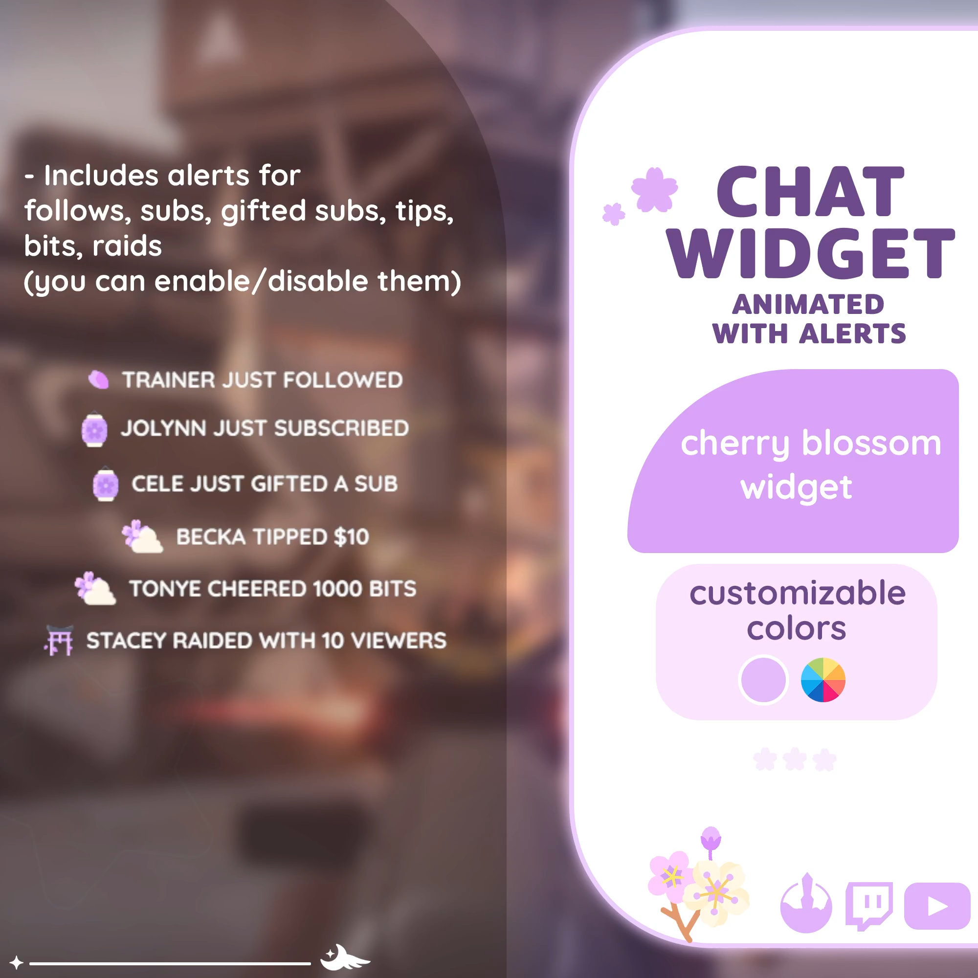 P2U Customizable Chat Widget Cherry Blossom Sakura Purple Stream ...