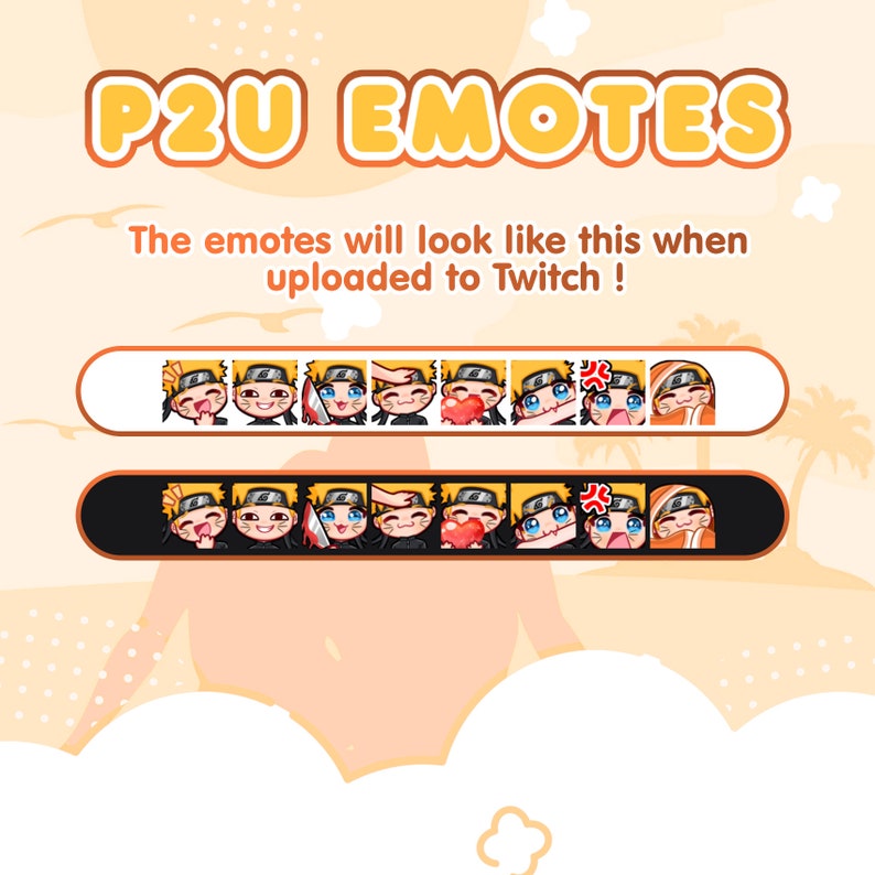 P2U Naruto Uzumaki Anime Emotes Set 1 Blonde Boy Twitch Stream Sub ...