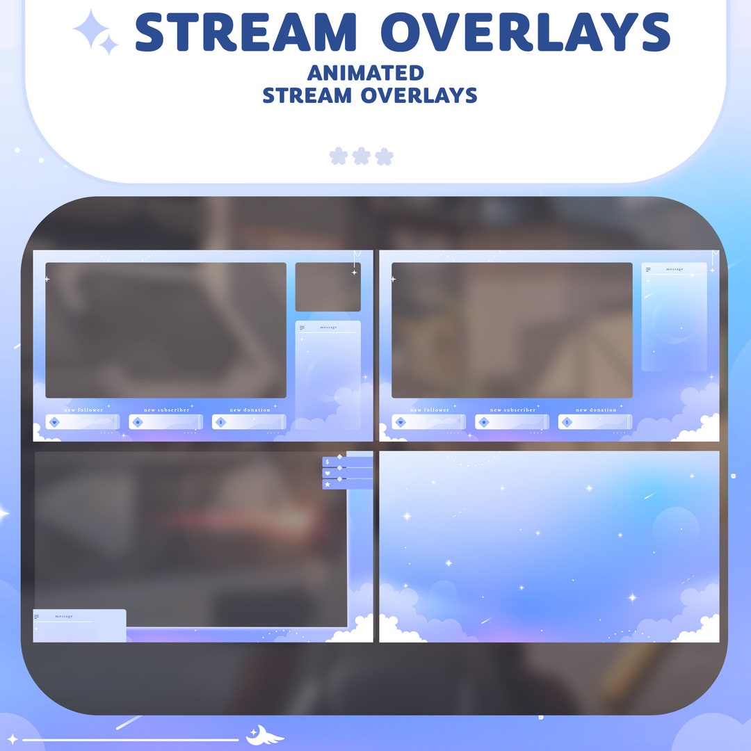 Animated Stream Overlays: Blue Cloud, Sparkle Star, Vtuber Friendly ...