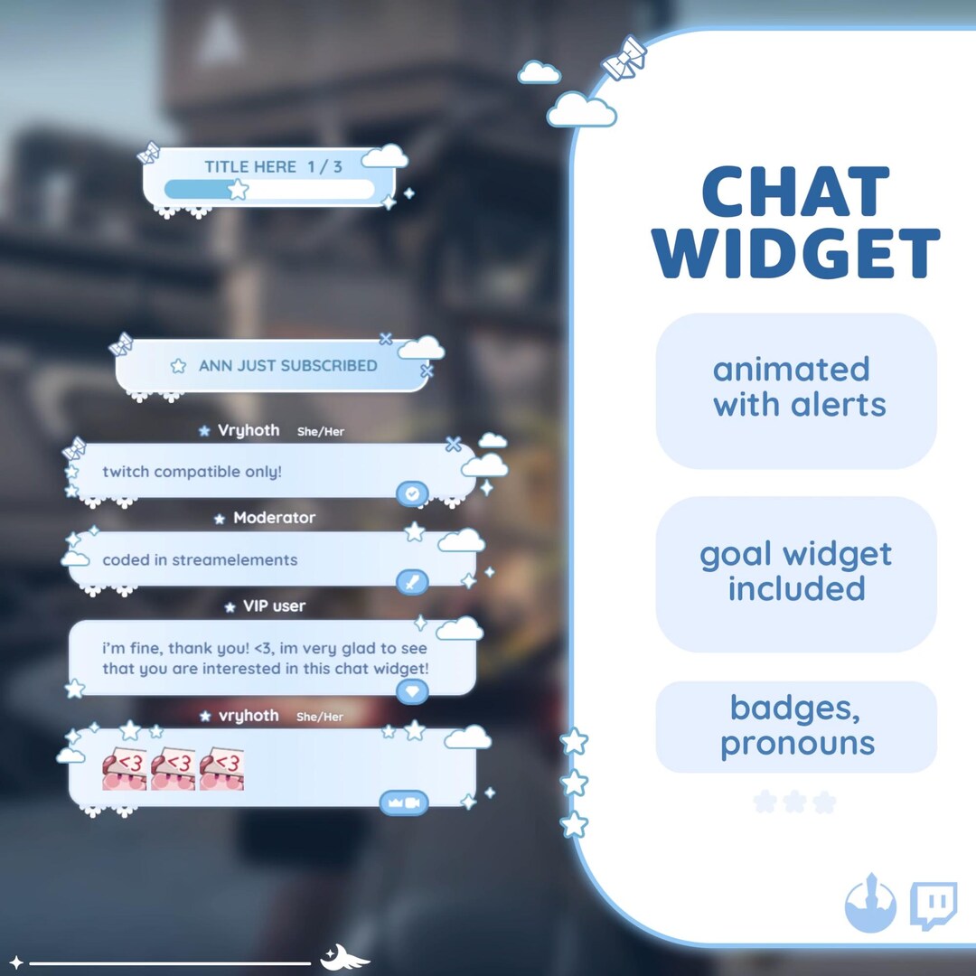 P2U Cloud Star Sparkle Cross Blue Chat Widget Goal Kawaii White Cute ...