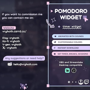 P2U Timer Pomodoro Stopwatch Widget L Clouds Moon Stars L Twitch L ...