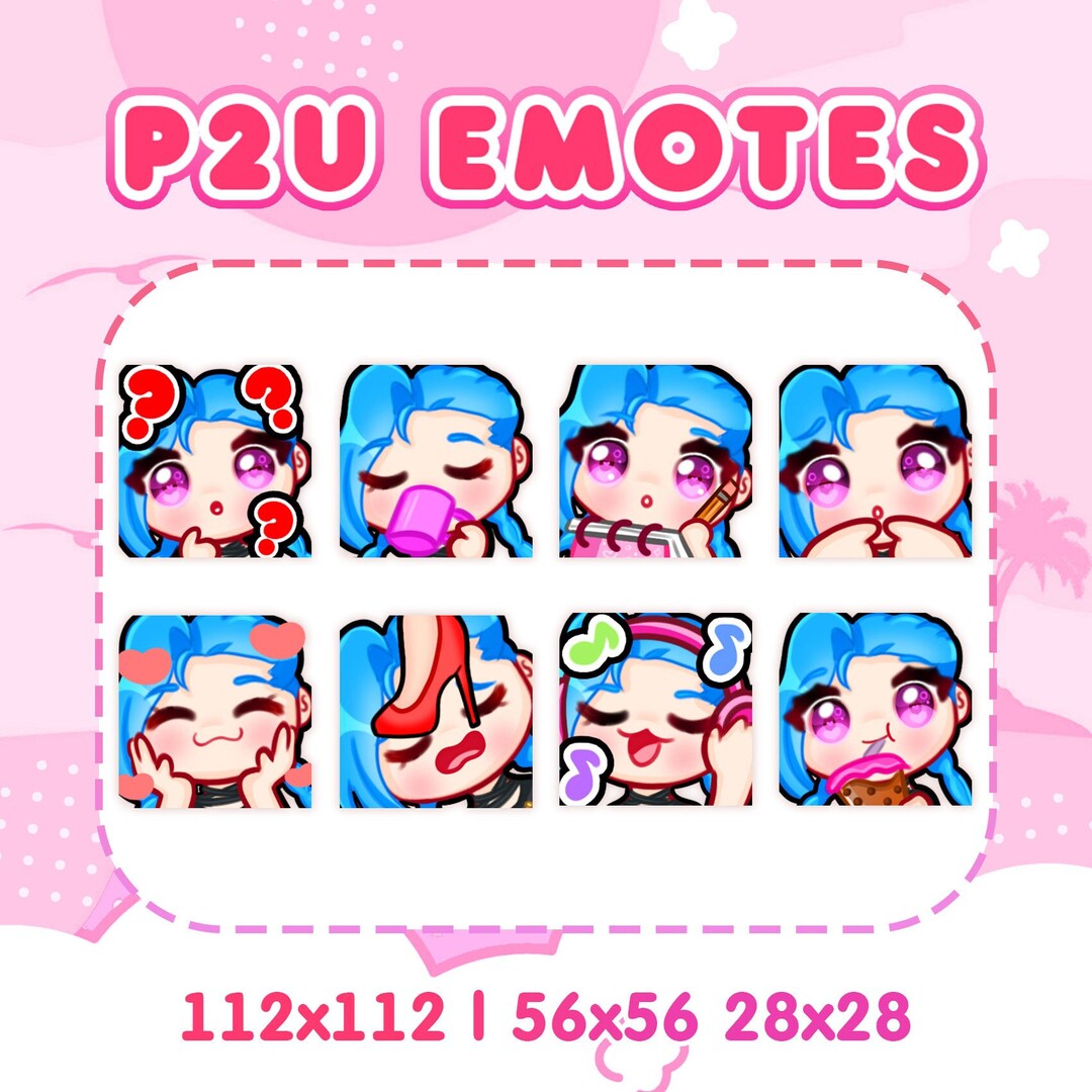 P2U Jinx Powder League of Legends Emotes Blue Hair Girl Twitch Sub ...