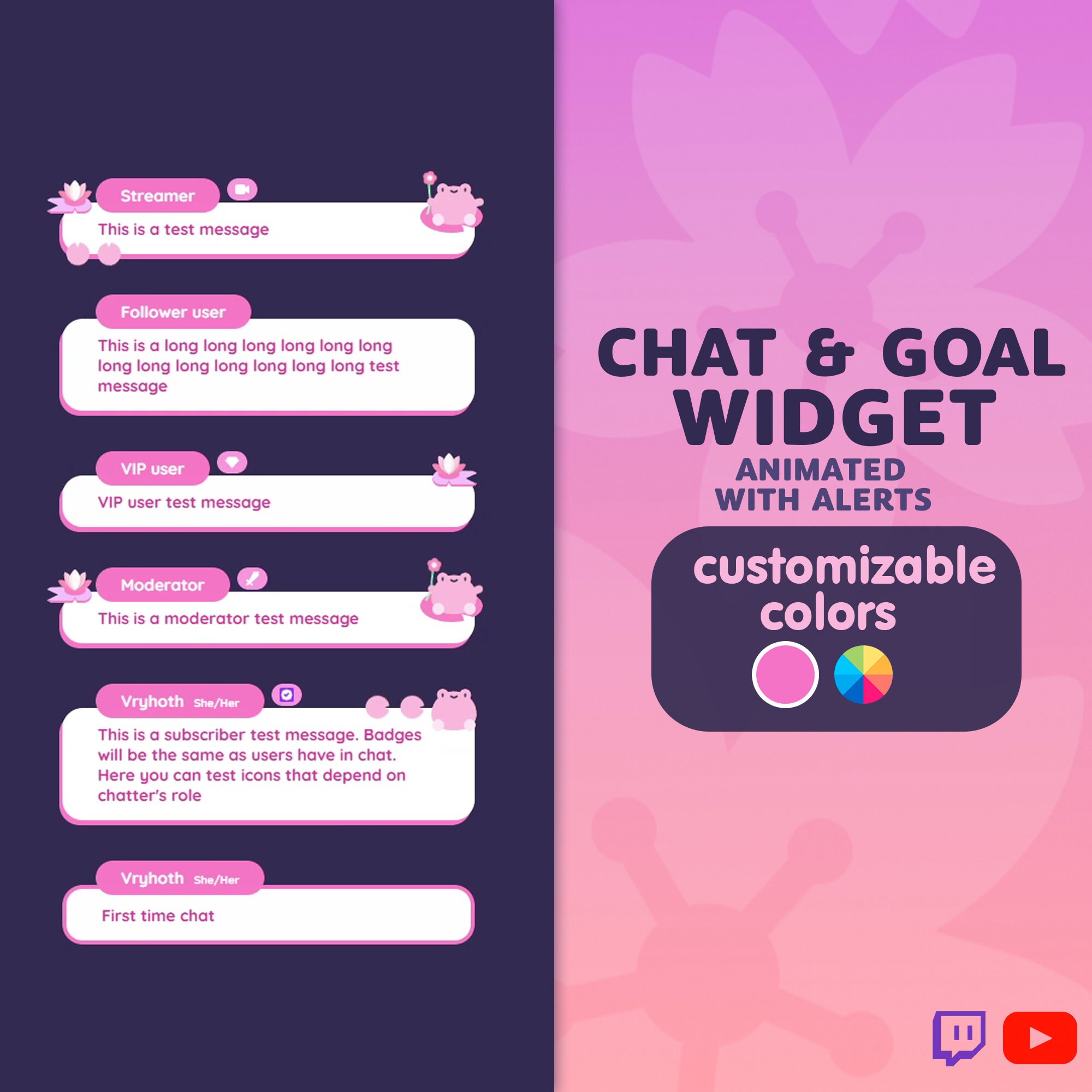 P2U Customizable Chat Widget Goal Frog Toad Lotus Flower Pink Leaf ...