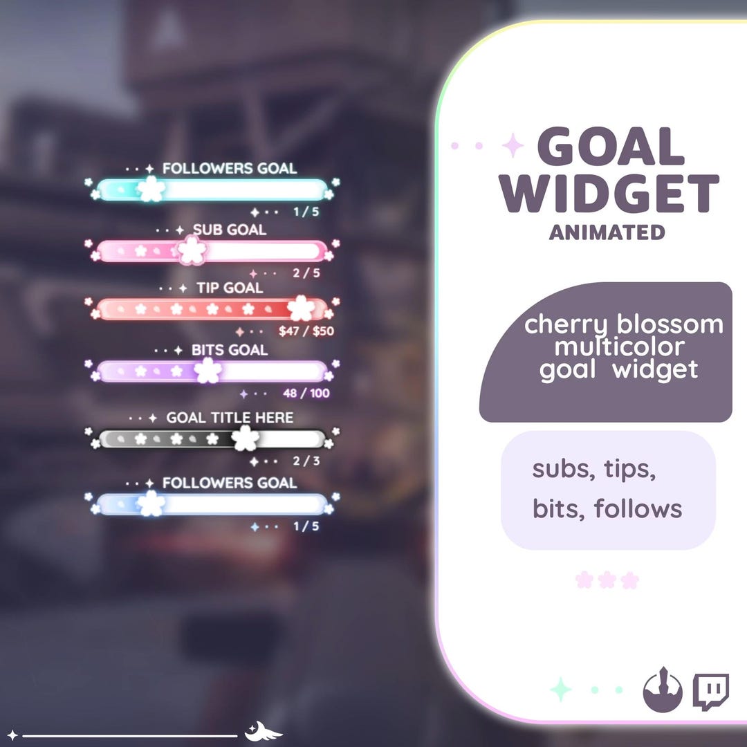 P2U Multicolor Cherry Blossom Flower Goal Widget Customizable Cute ...