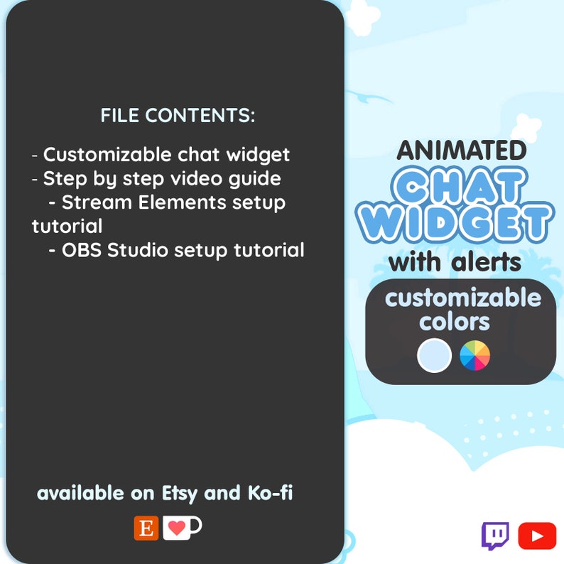 P2U Customizable Chat Widget Moon Blue Stream Chatbox Cute ...