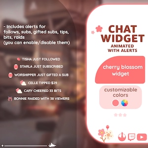 P2U Customizable Chat Widget Cherry Blossom Sakura Red Pastel Chatbox ...