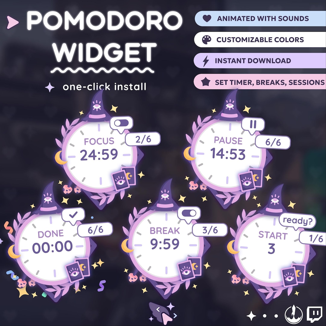 P2U Timer Pomodoro Stopwatch Widget L Witch Magic Spell L Twitch L ...
