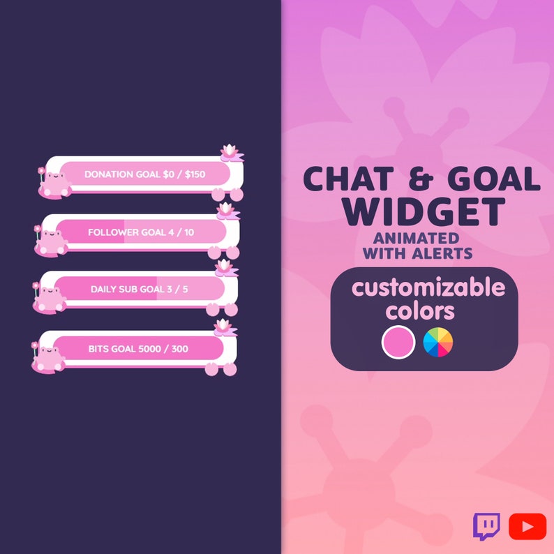 P2U Customizable Chat Widget Goal Frog Toad Lotus Flower Pink Leaf ...