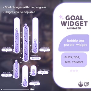 P2U Bubble Tea Purple Tea Kawaii Vertical Goal Widget Customizable Cute ...