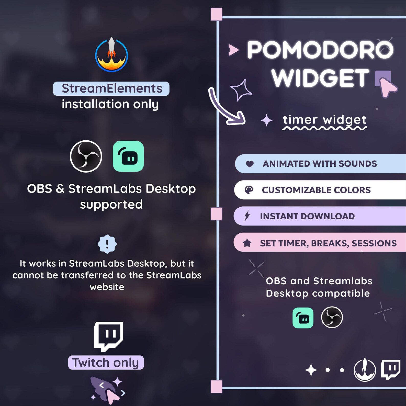 Bubble Pomodoro Timer Widget | Customizable Twitch Stream Overlay - Etsy