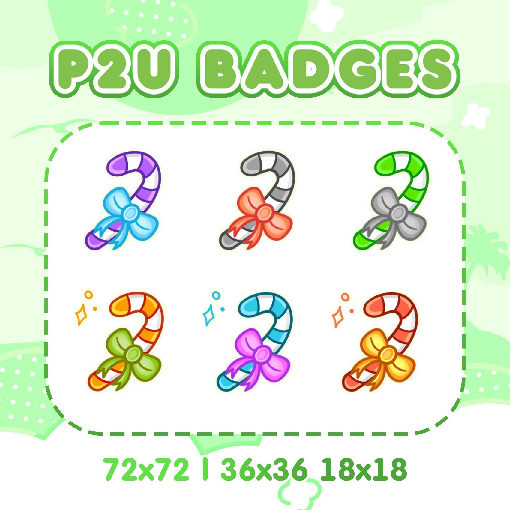 Xmas Candy Cane Christmas Cute Badges Bit Sub Badges Streamer - Etsy
