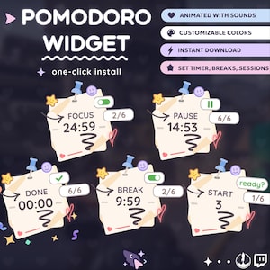 P2U Timer Pomodoro Stopwatch Widget L Notes Book Scrapbook L Twitch L ...