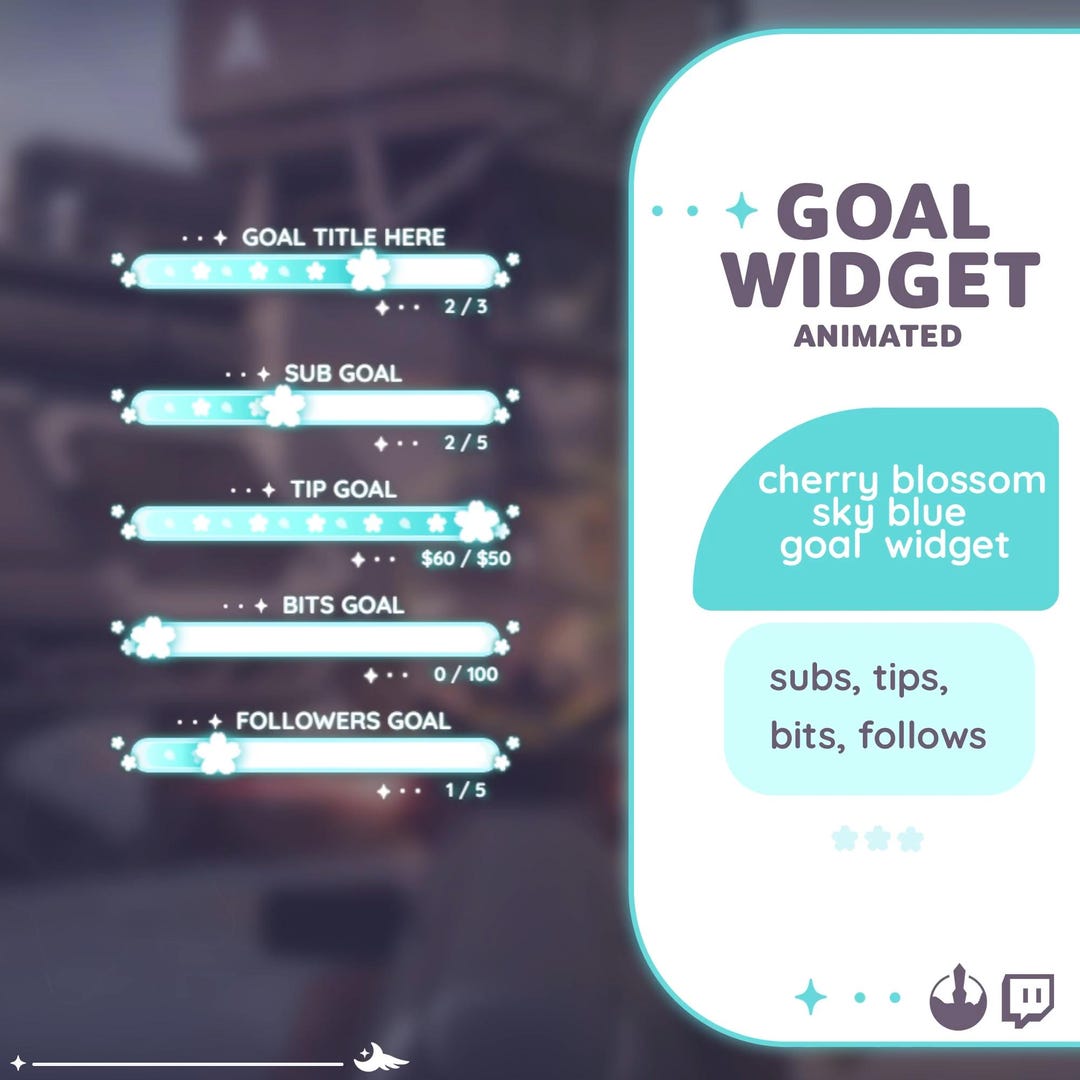 Sky Blue Cherry Blossom Goal Widget for Streamelements (P2U) - Etsy