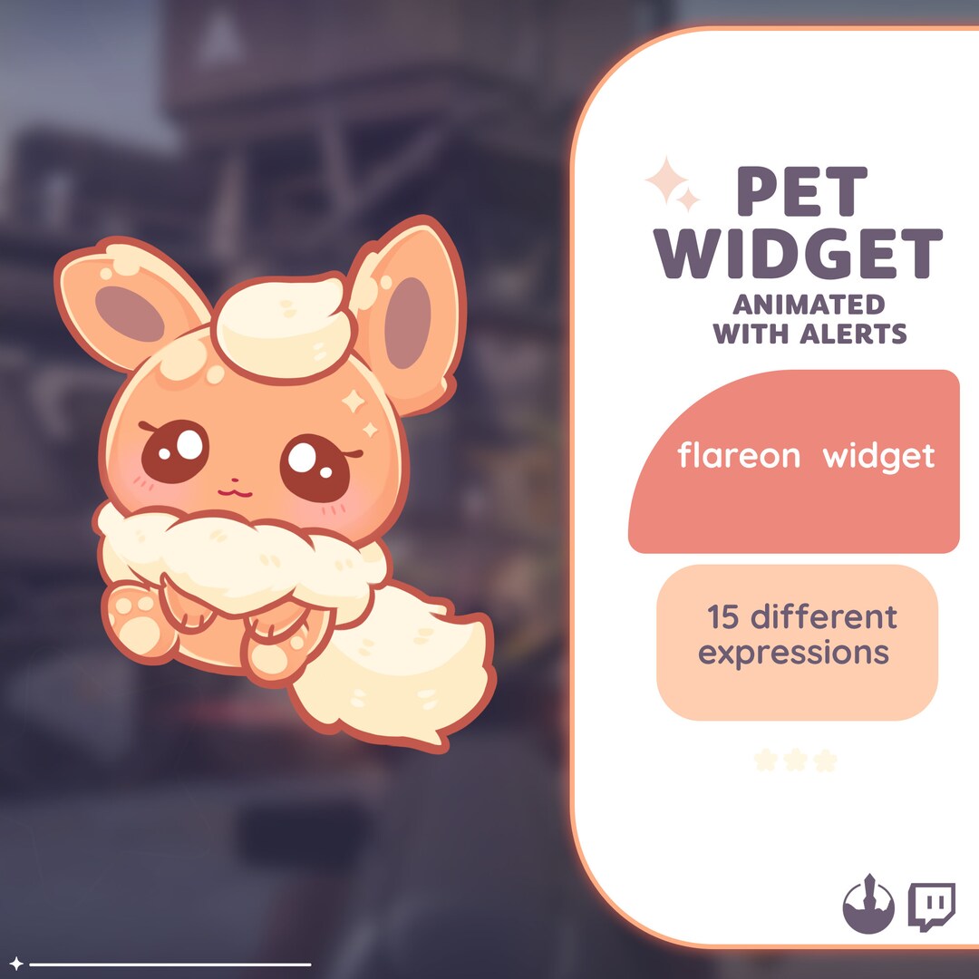 P2U Flareon Eevee Pet Mascot Widget Interactive Alerts Command Red Fire Sweet Stream Cute ...