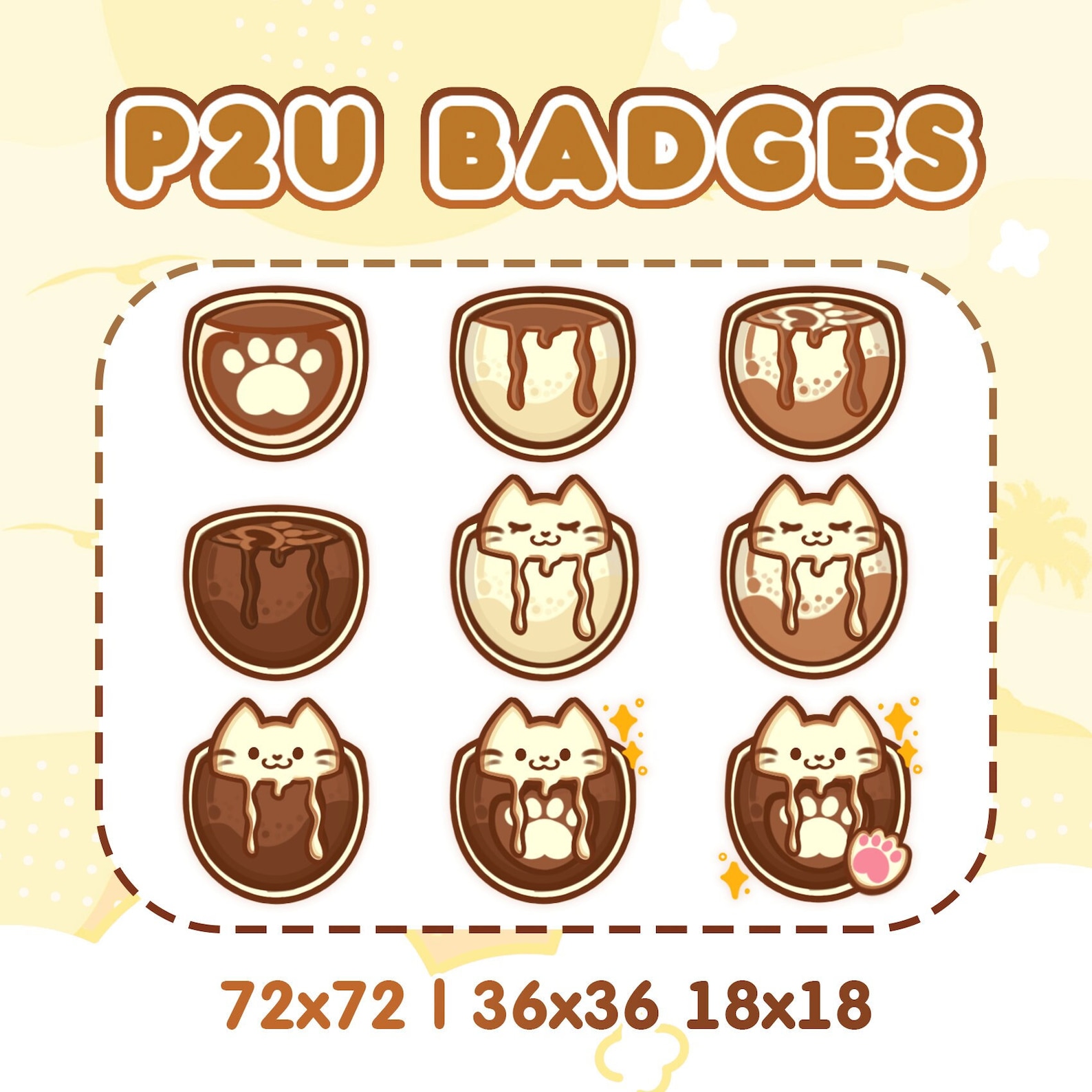P2U Coffee Cat Badges Twitch Stream Sub & Bit Badges Cat - Etsy