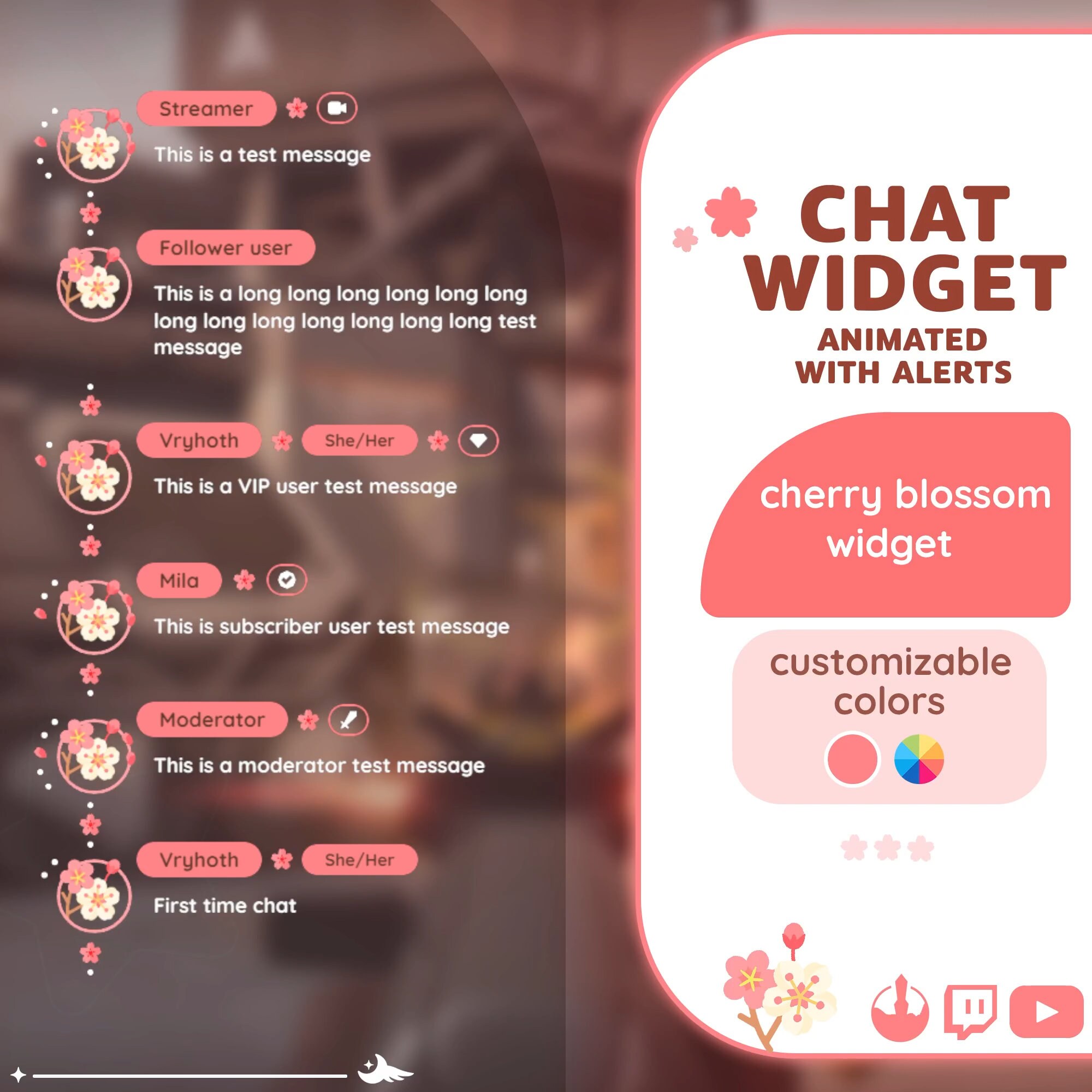 P2U Customizable Chat Widget Cherry Blossom Sakura Red Pastel Chatbox ...