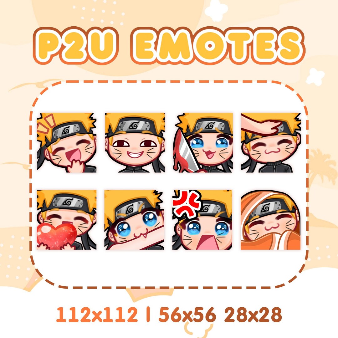 P2U Naruto Uzumaki Anime Emotes Set 1 Blonde Boy Twitch Stream Sub ...