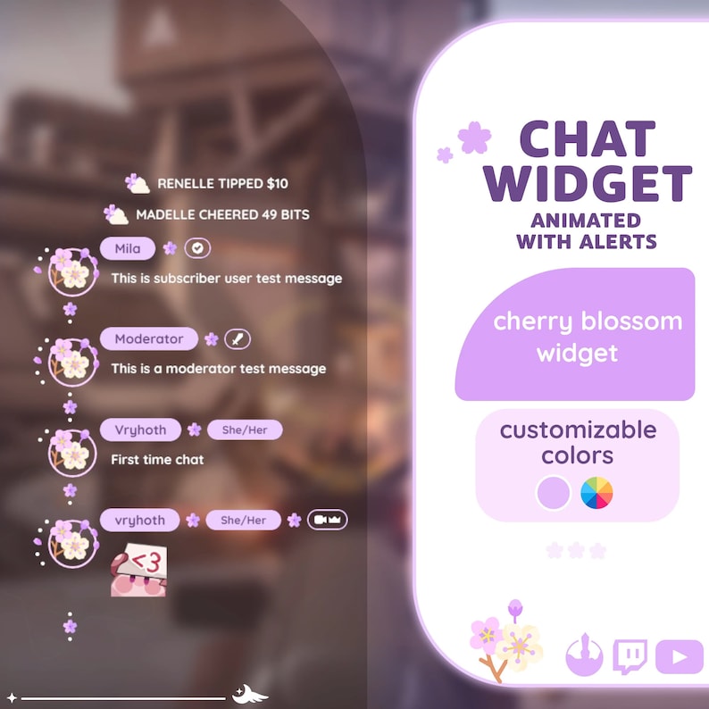 P2U Customizable Chat Widget Cherry Blossom Sakura Purple Stream ...