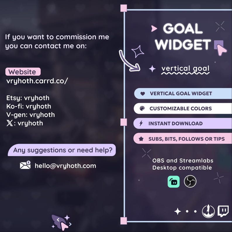 Cute Cat Vertical Goal Widget | Streamelements, Twitch (P2U) - Etsy