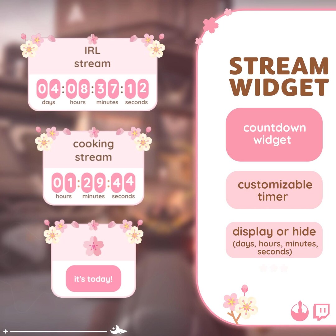 P2U Countdown Timer Widget Pink Cherry Blossom Flower Widget ...