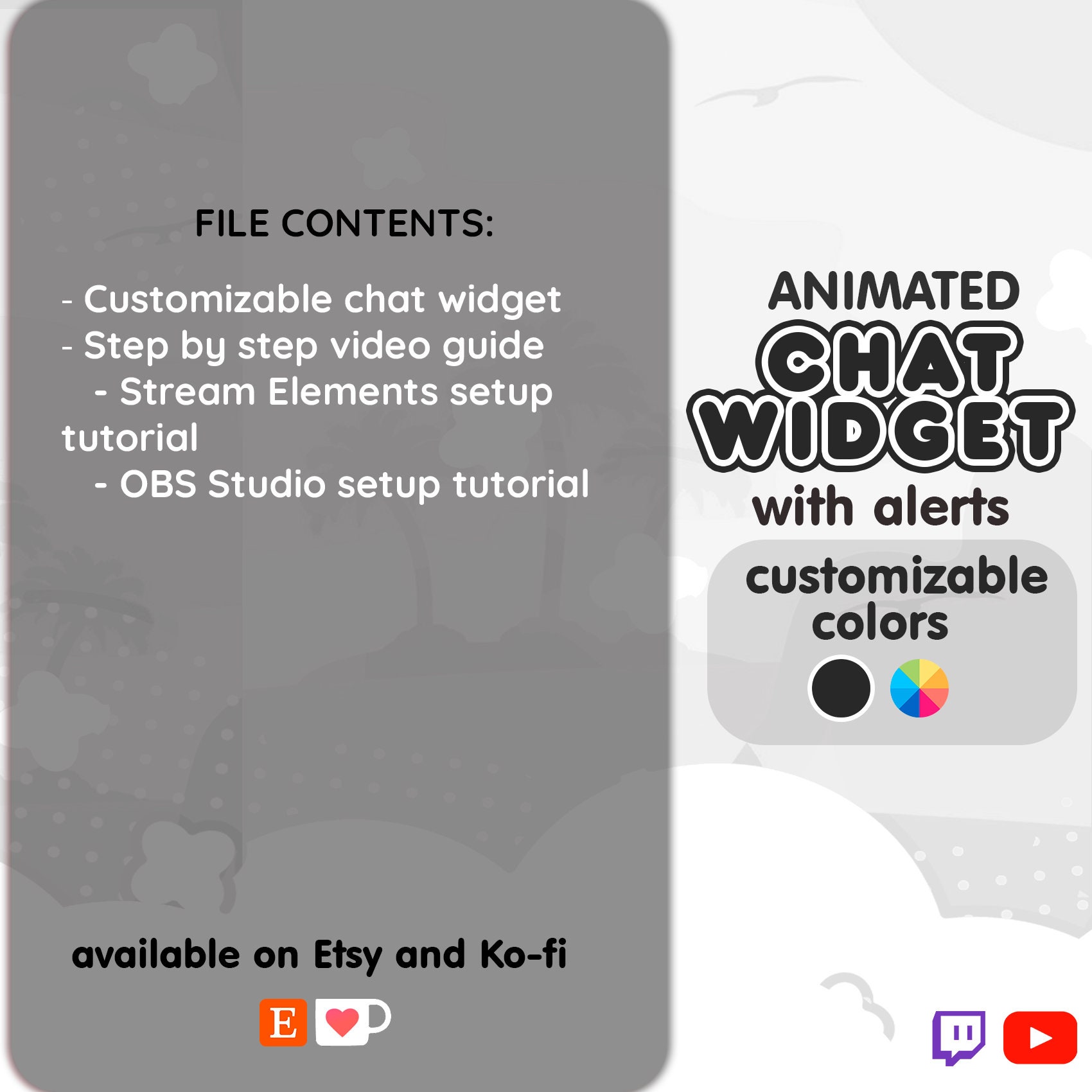 P2U Customizable Chat Widget Paw Pet Cat Dog Black Stream Chatbox Cute ...