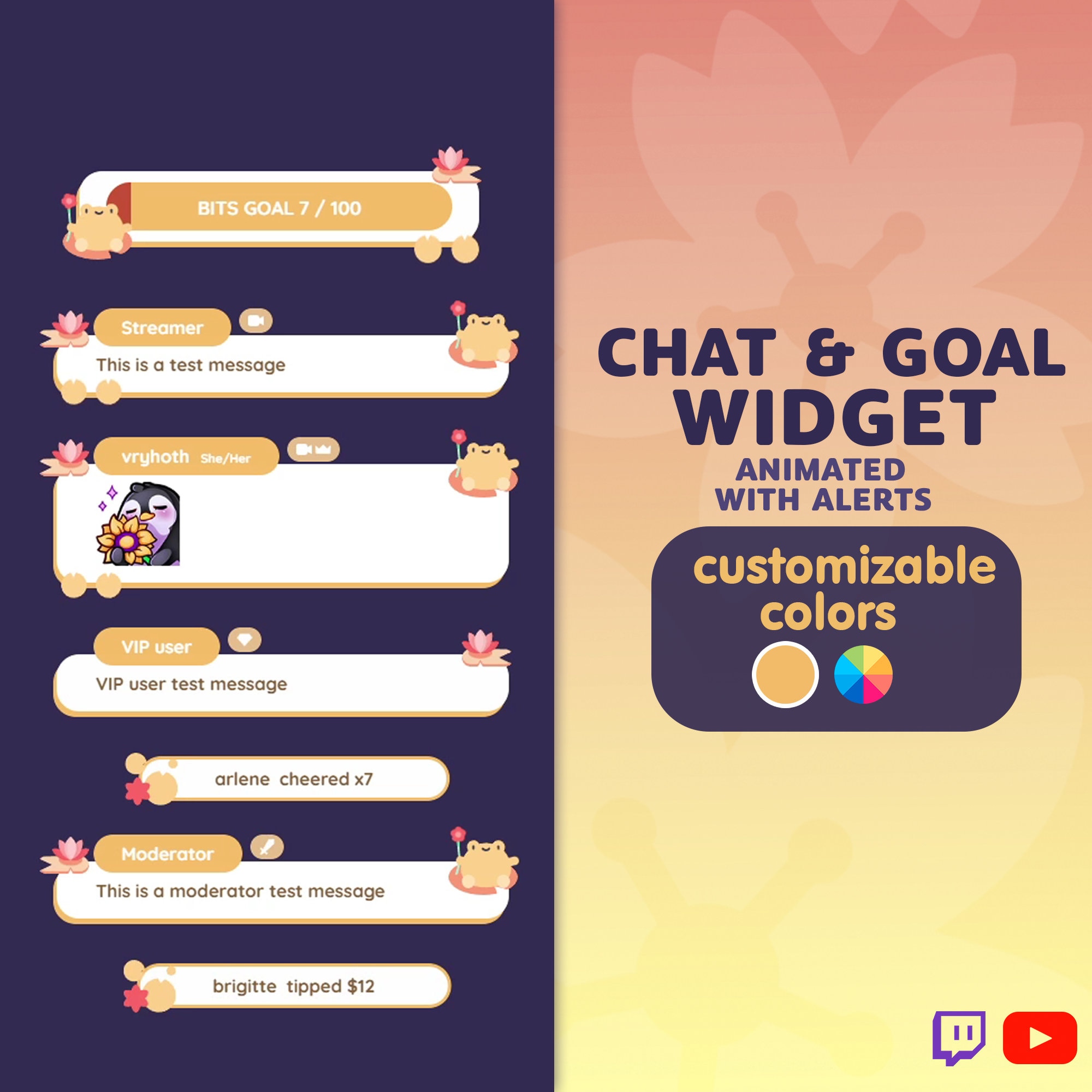 P2U Customizable Chat Widget Goal Frog Toad Lotus Flower Orange Leaf ...