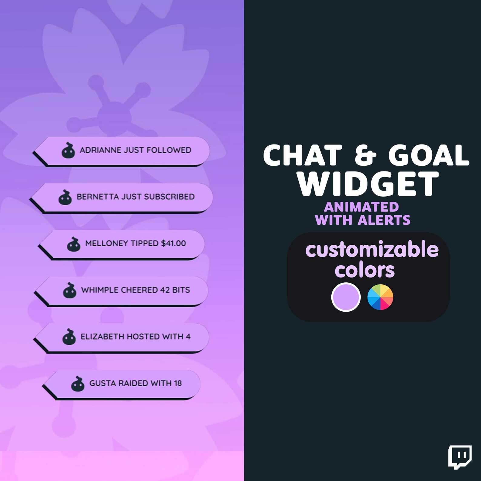 Cute Cat Ghost Purple Chat Widget for Twitch (streamelements) (digital ...