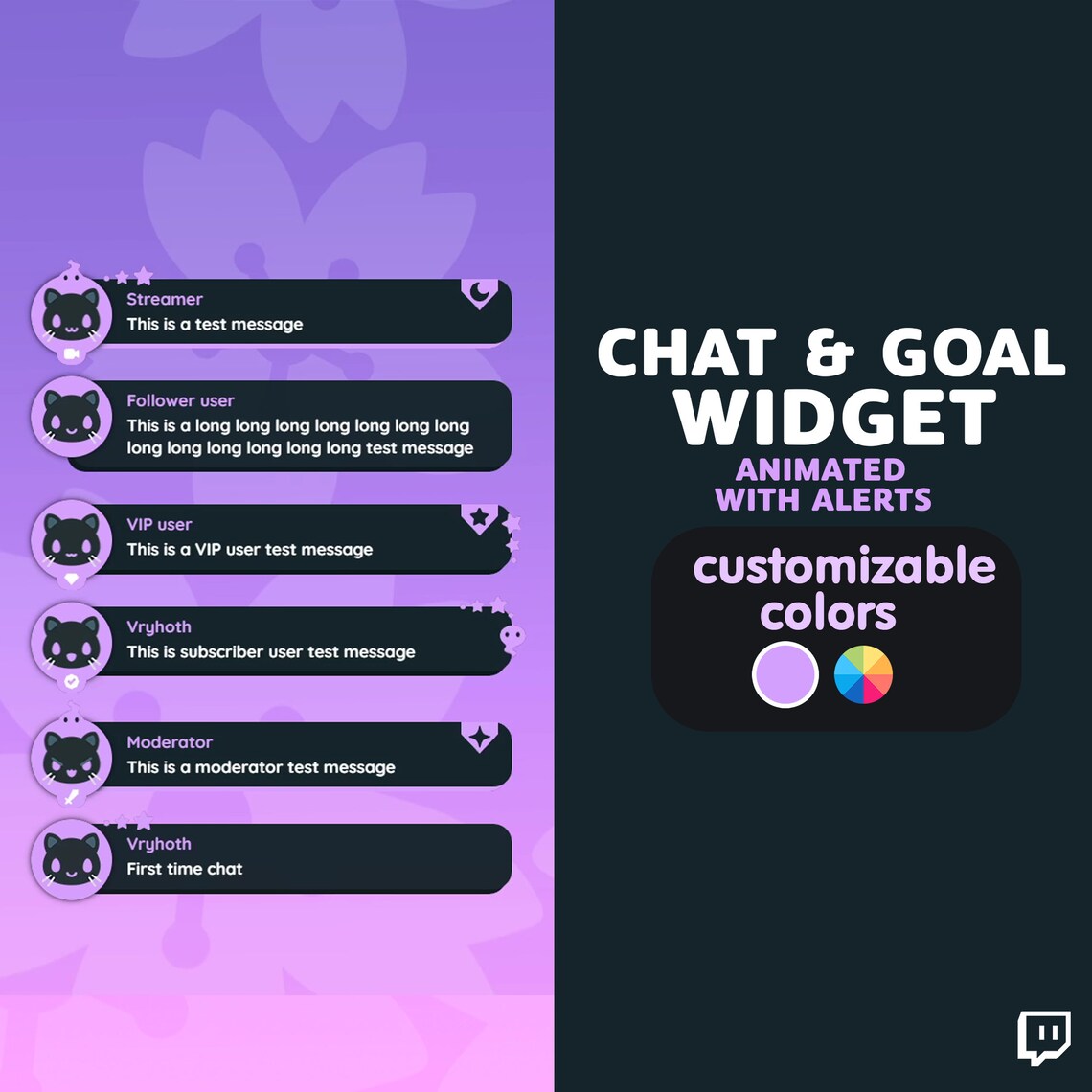 Cute Cat Ghost Purple Chat Widget for Twitch (streamelements) (digital ...