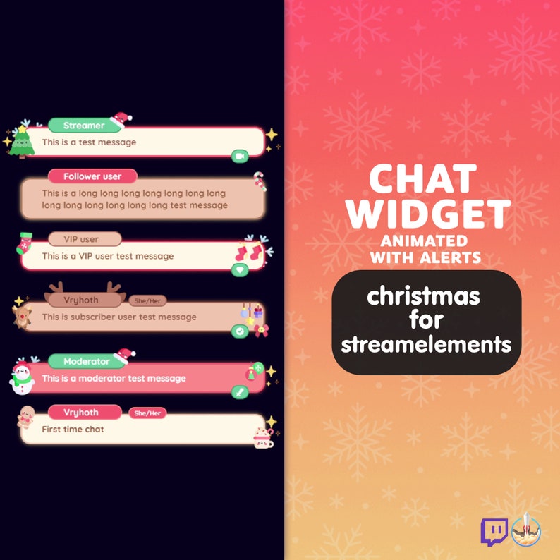 P2U Chat Widget Christmas Xmas Cute Gingerbread Santa Snowflake Cookie ...