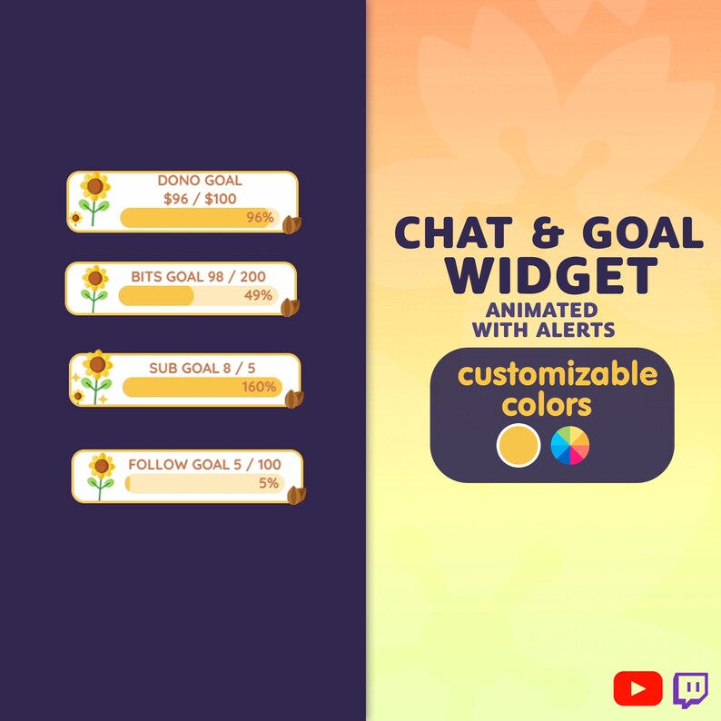 P2U Customizable Chat Widget Goal Sunflower Cute Flower Orange Yellow ...